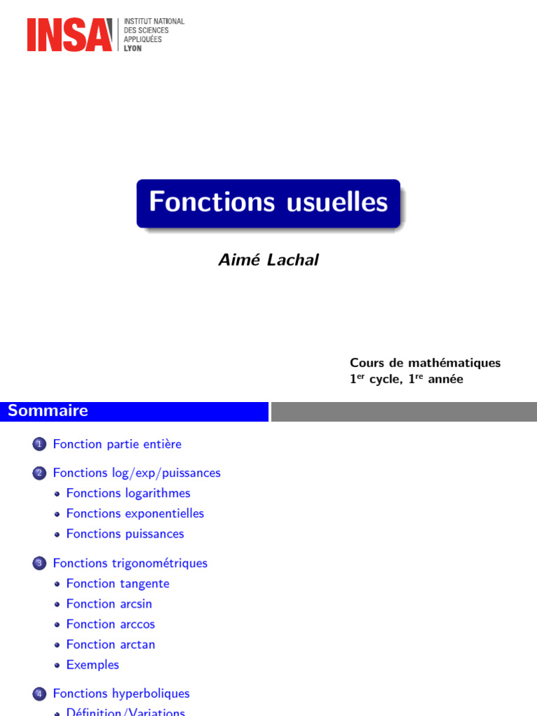Chap2022 01bis Fonctions Usuelles CM | PDF | Exponentiation | Fonction ...