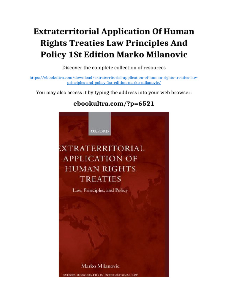 Extraterritorial Application of Human Rights Treaties Law Principles ...