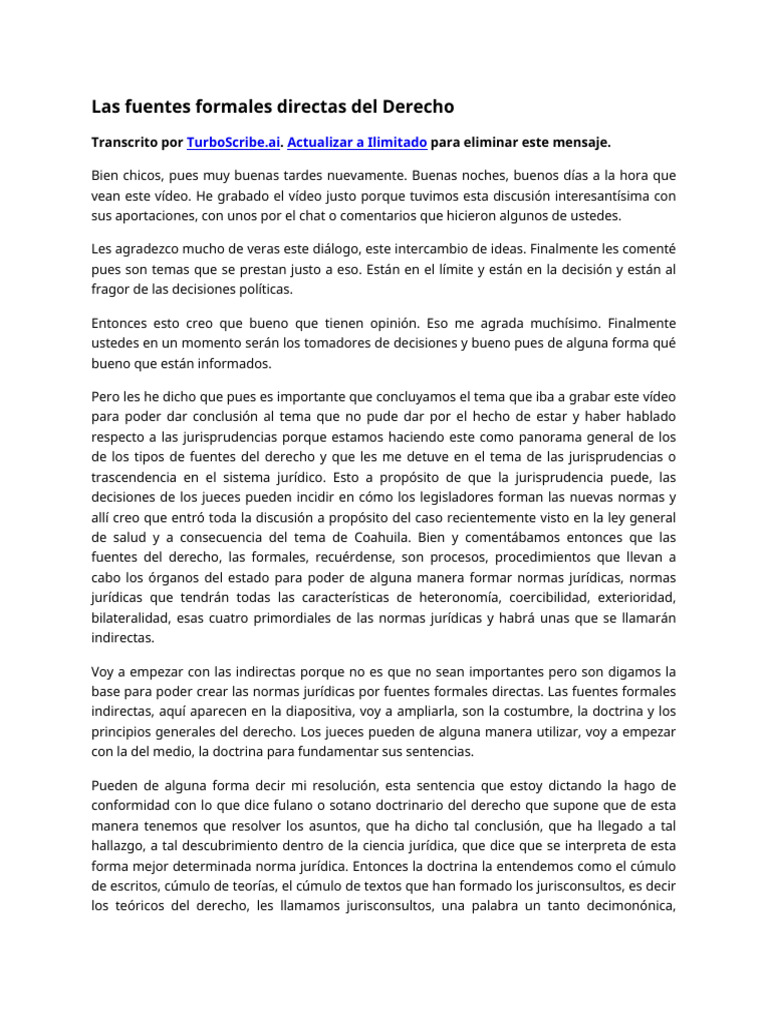 Las Fuentes Formales Directas Del Derecho | PDF | Fuentes del derecho ...
