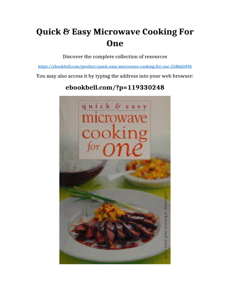 Quick & Easy Microwave Cooking For One Available Instanly | PDF ...