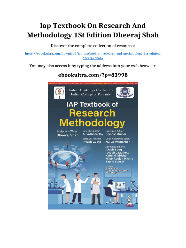 IAP Textbook on Research and Methodology 1st Edition Dheeraj Shah ...