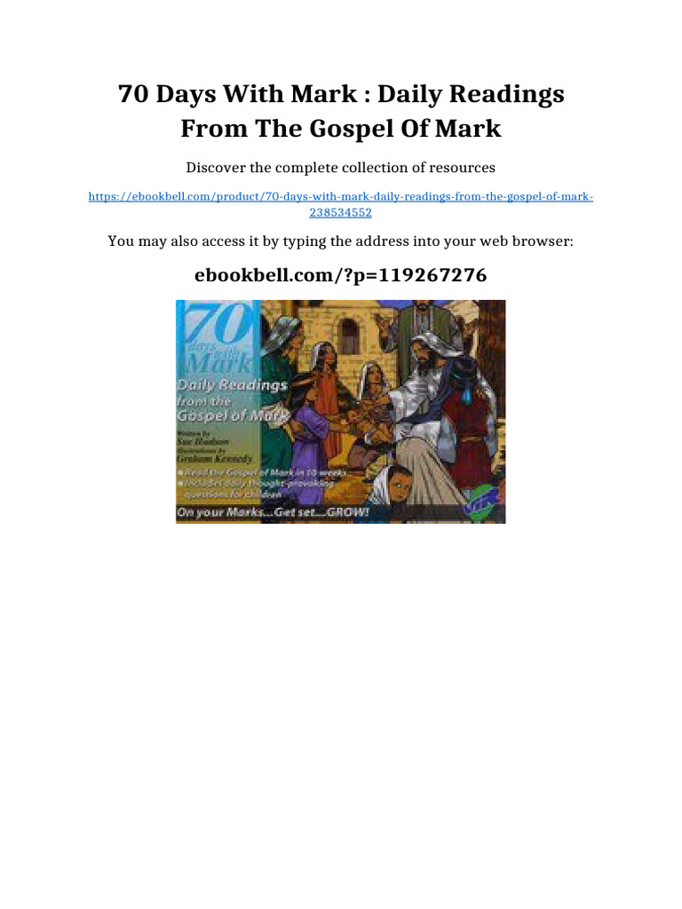 70 Days With Mark: Daily Readings From The Gospel of Mark Kindle & PDF ...