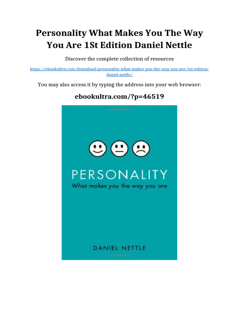 Personality What Makes You The Way You Are 1st Edition Daniel Nettle ...