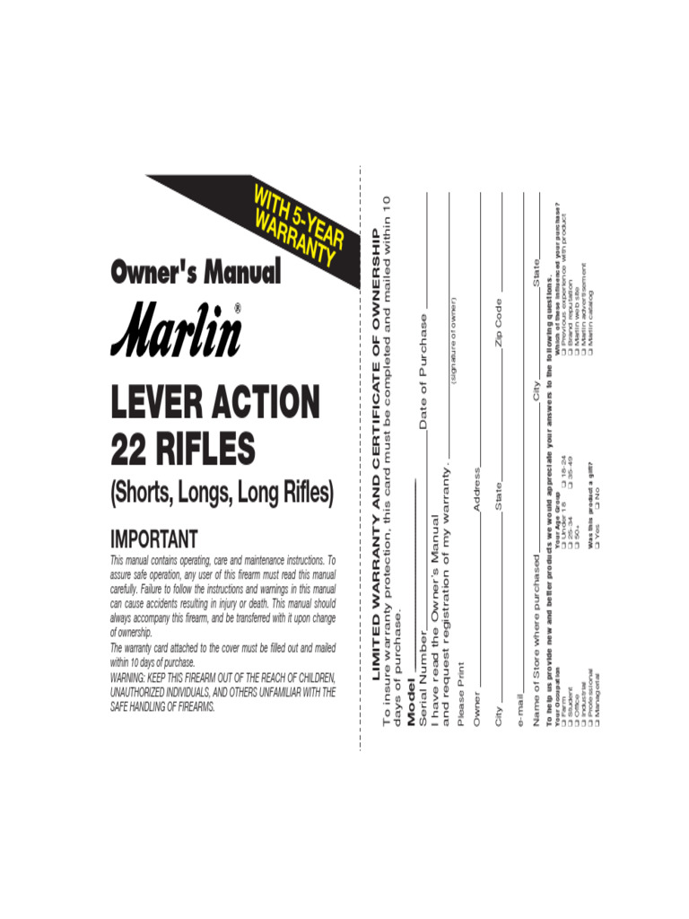 MFC Lever Action 22 | PDF | Trigger (Firearms) | Magazine (Firearms)