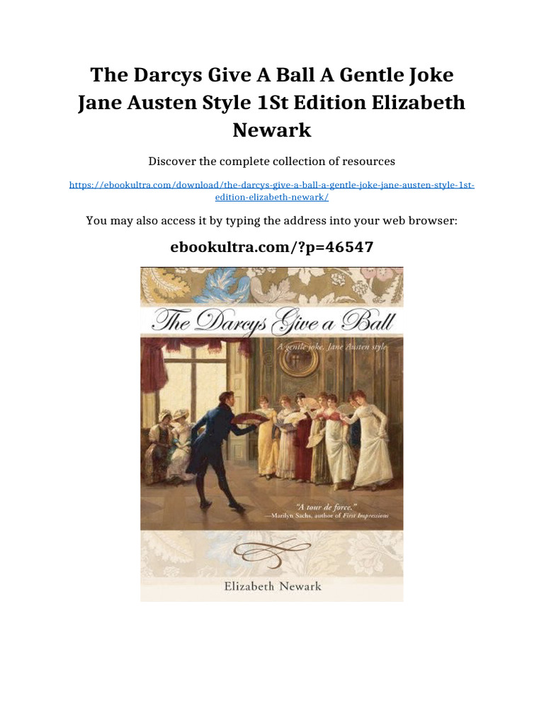 The Darcys Give a Ball A gentle joke Jane Austen style 1st Edition ...