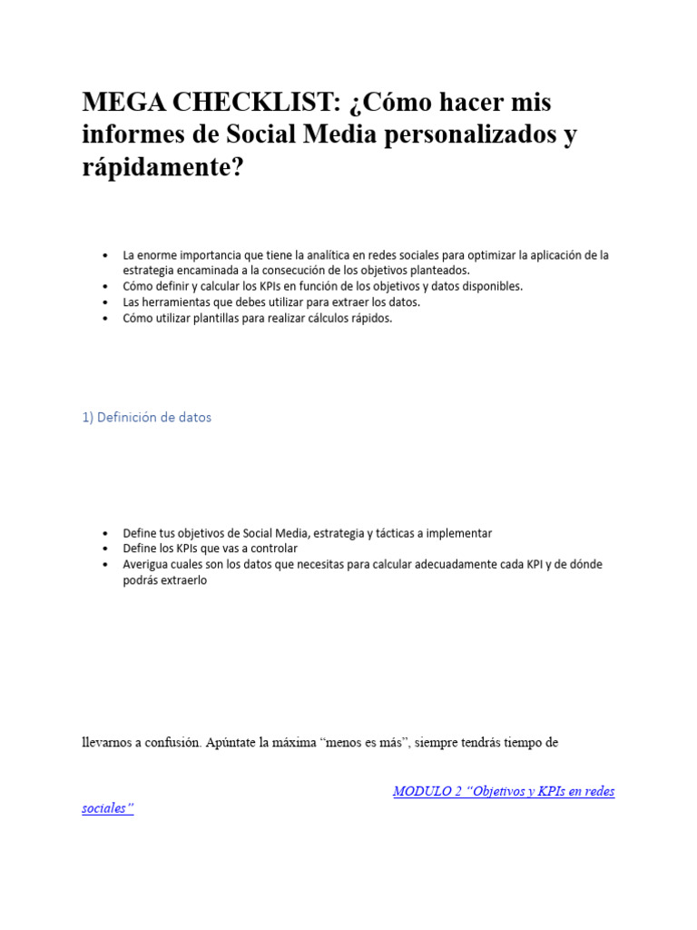 Mega Checklist | PDF
