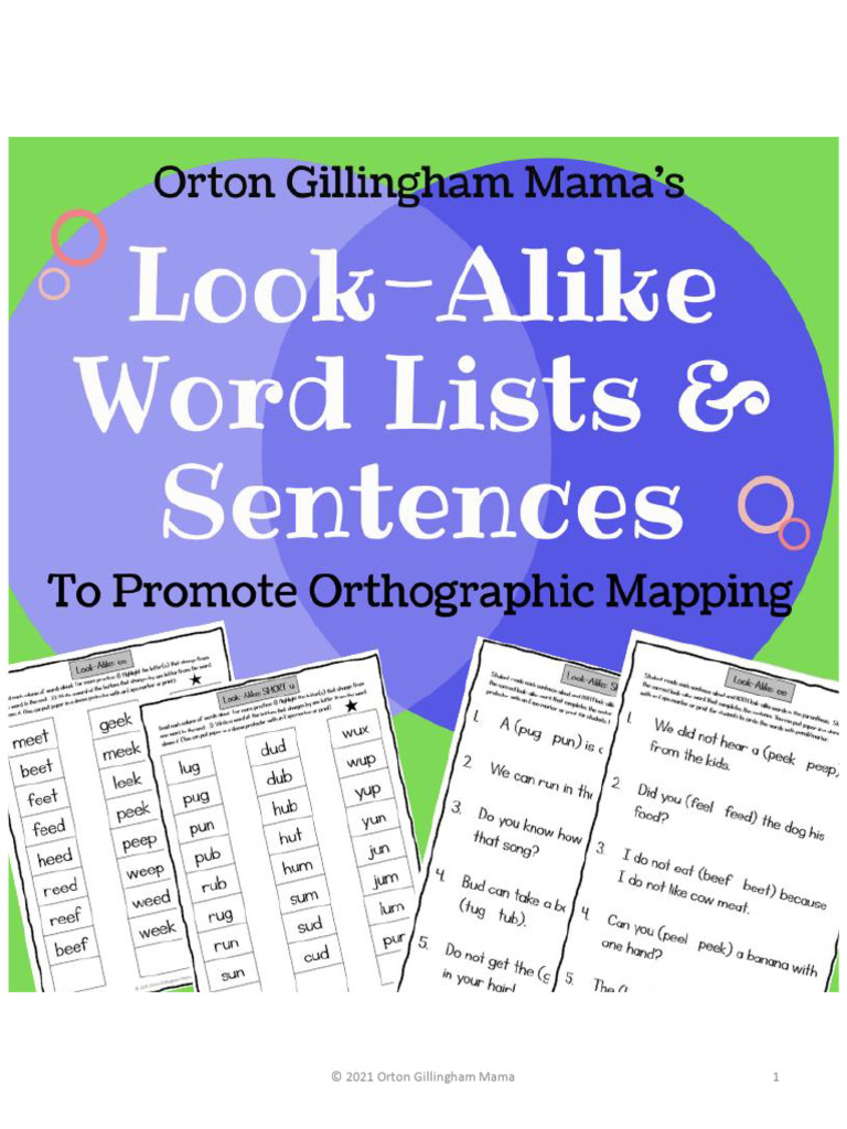 12 - Look Alike Word Lists & Word Chaining for Orthographic Mapping ...