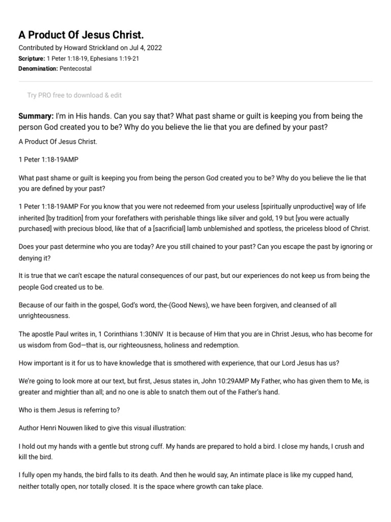 A Product of Jesus Christ. | PDF | Jesus | God In Christianity