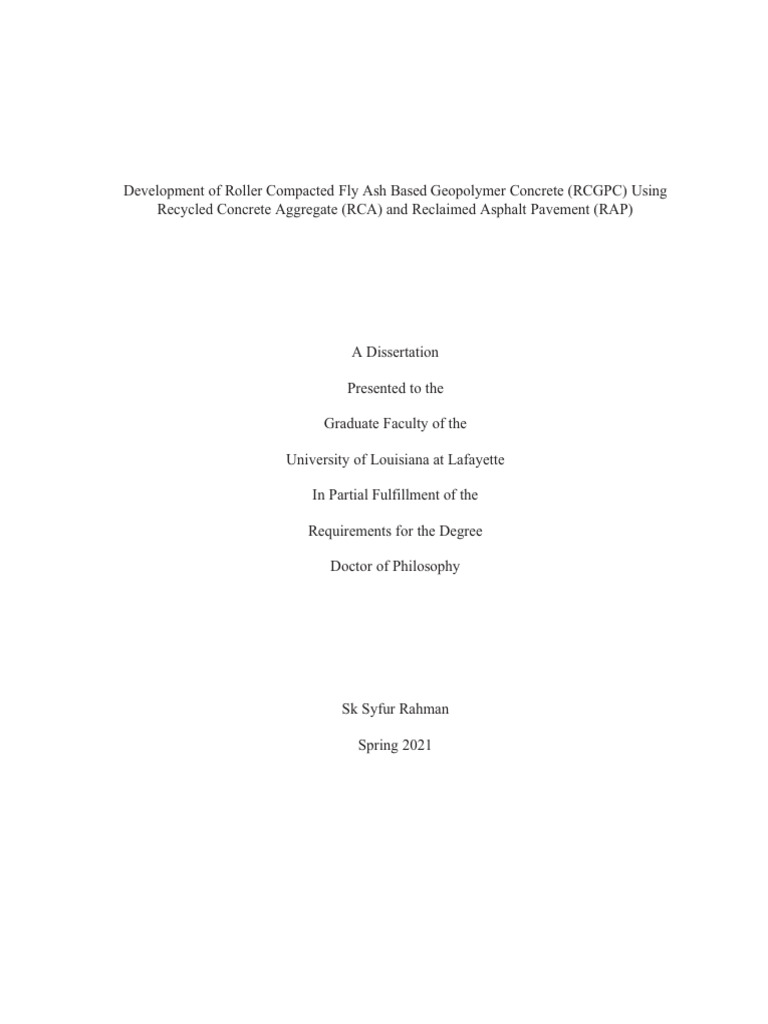 2021 Treatese - Roller Compacted Fly Ash Based Geopolymer Concrete ...