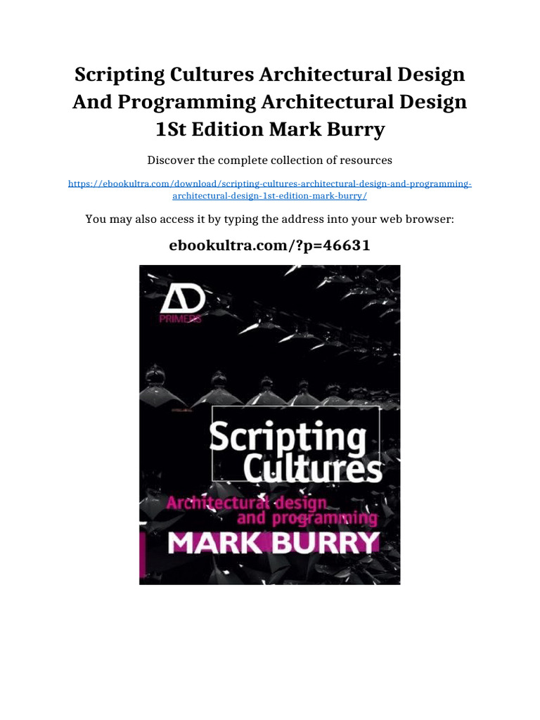 Scripting Cultures Architectural Design and Programming Architectural ...