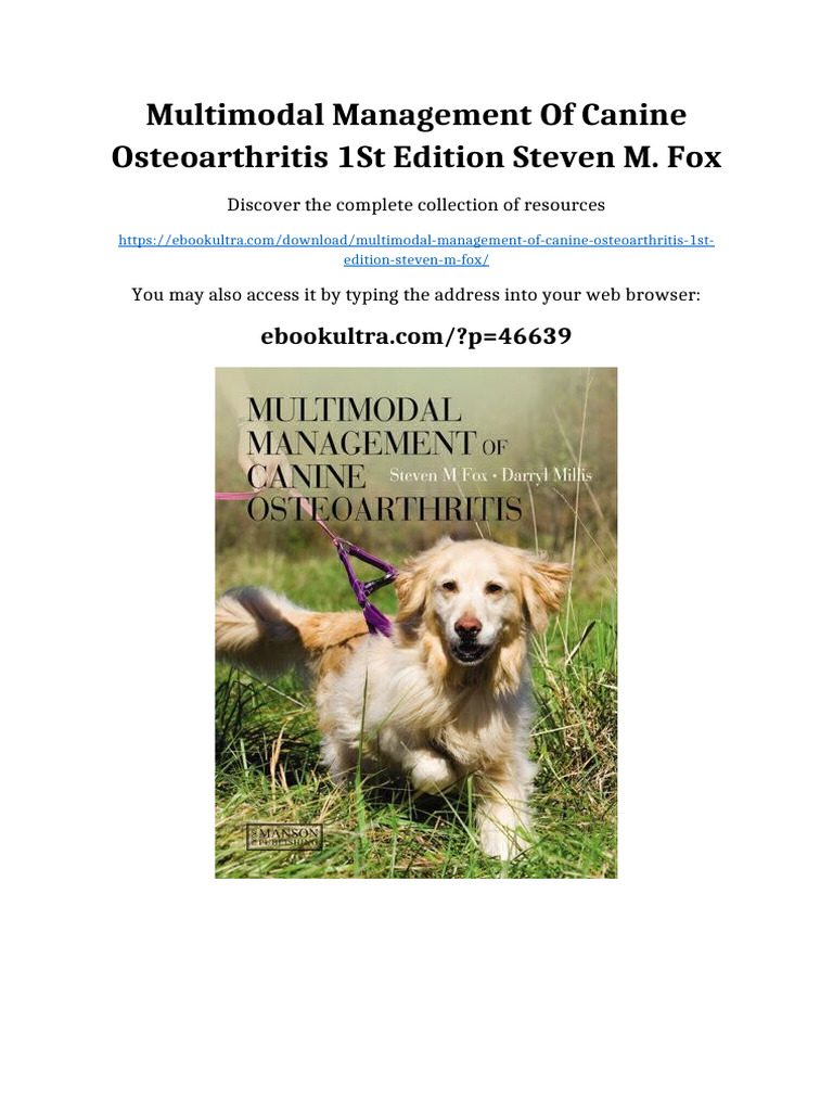Multimodal Management of Canine Osteoarthritis 1st Edition Steven M ...