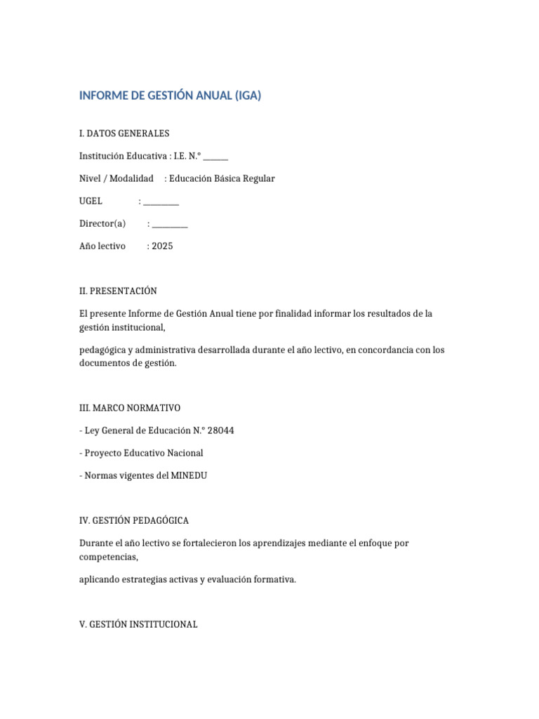 Example Gestion Anual Iga Ebr | PDF