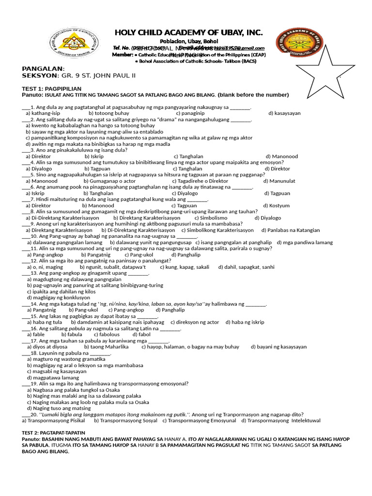 2nd Quarter Periodical Exam 9 | PDF