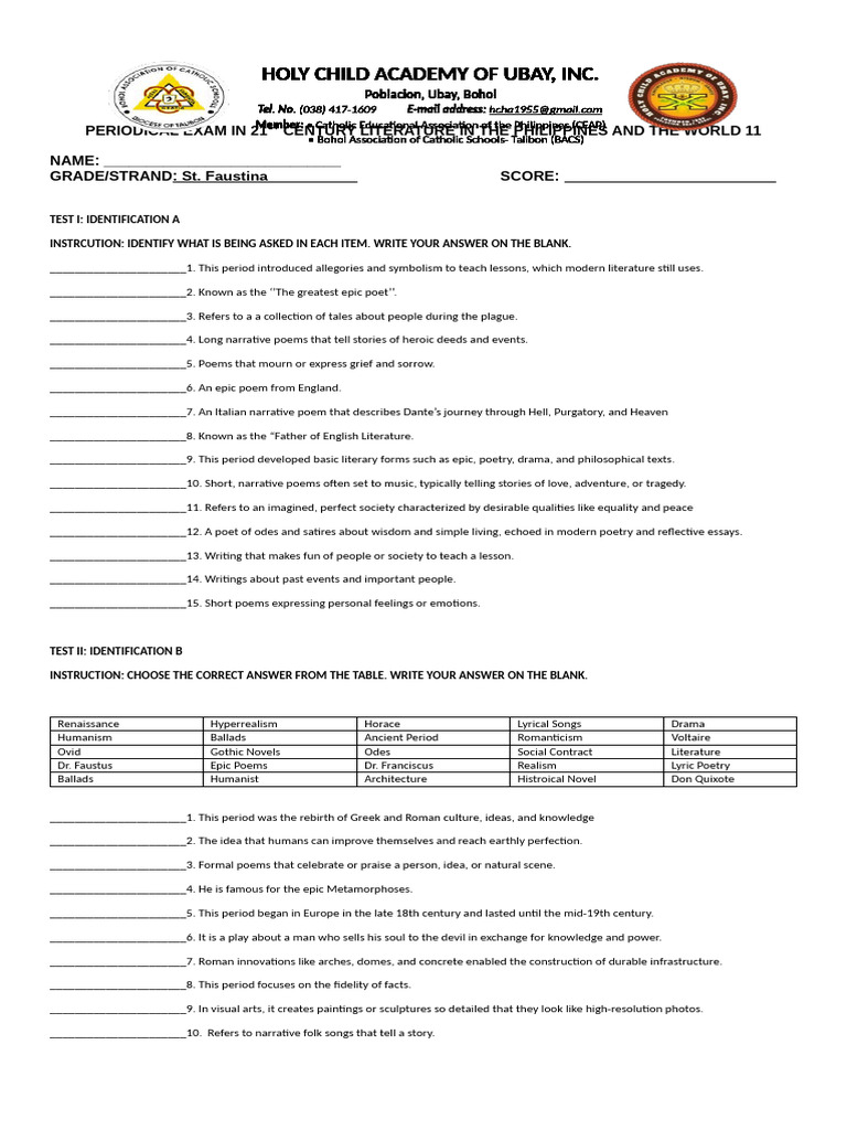 2nd Quarter Periodical Exam FINAL | PDF | Poetry | Divine Comedy