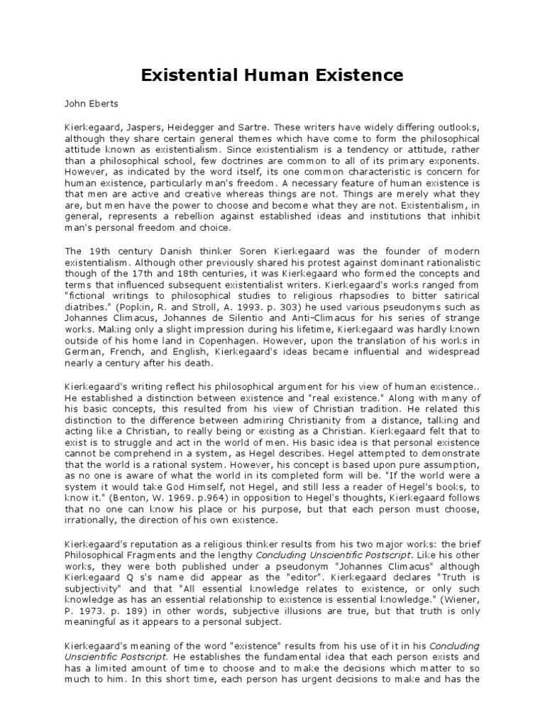Existential Human Existence | PDF