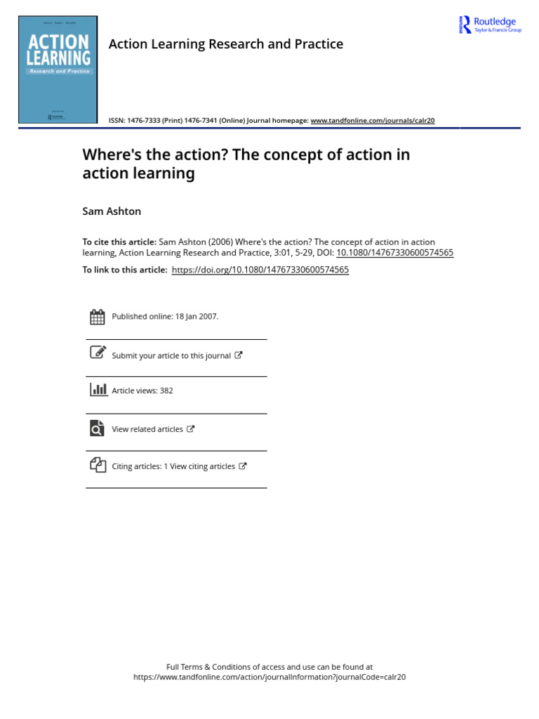 Where s the action The concept of action in action learning | PDF ...