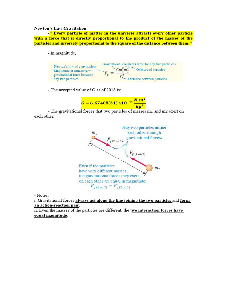 Newton Law of Gravitation | PDF