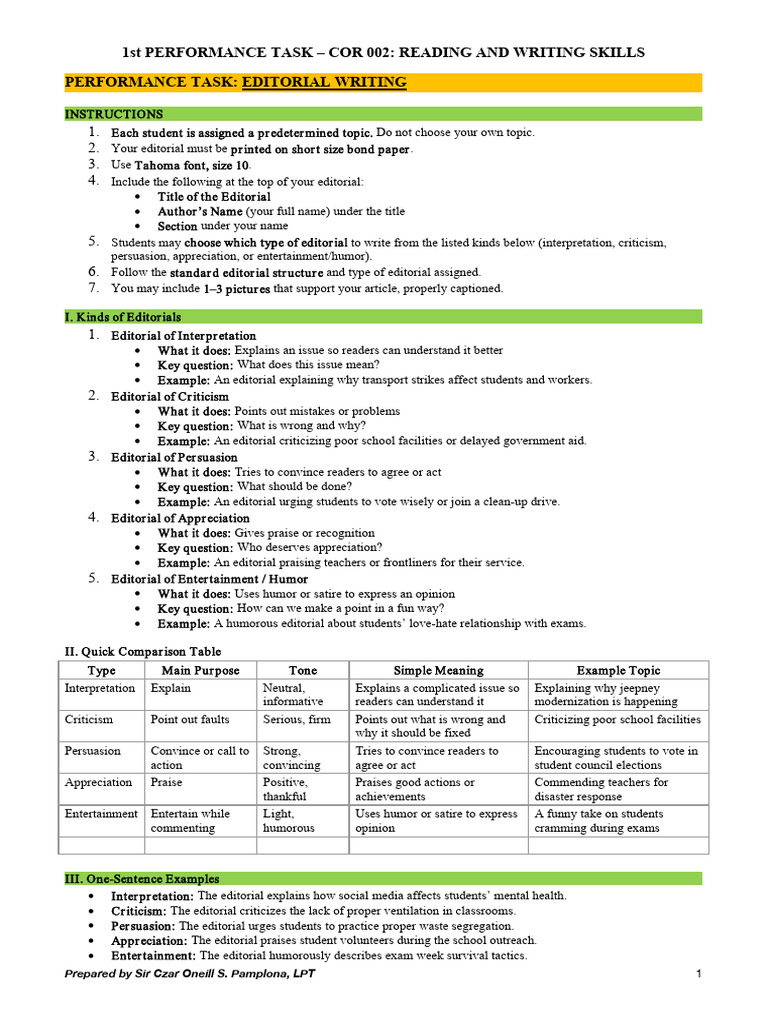 1st Performance Task - Cor 002 | PDF | Argument
