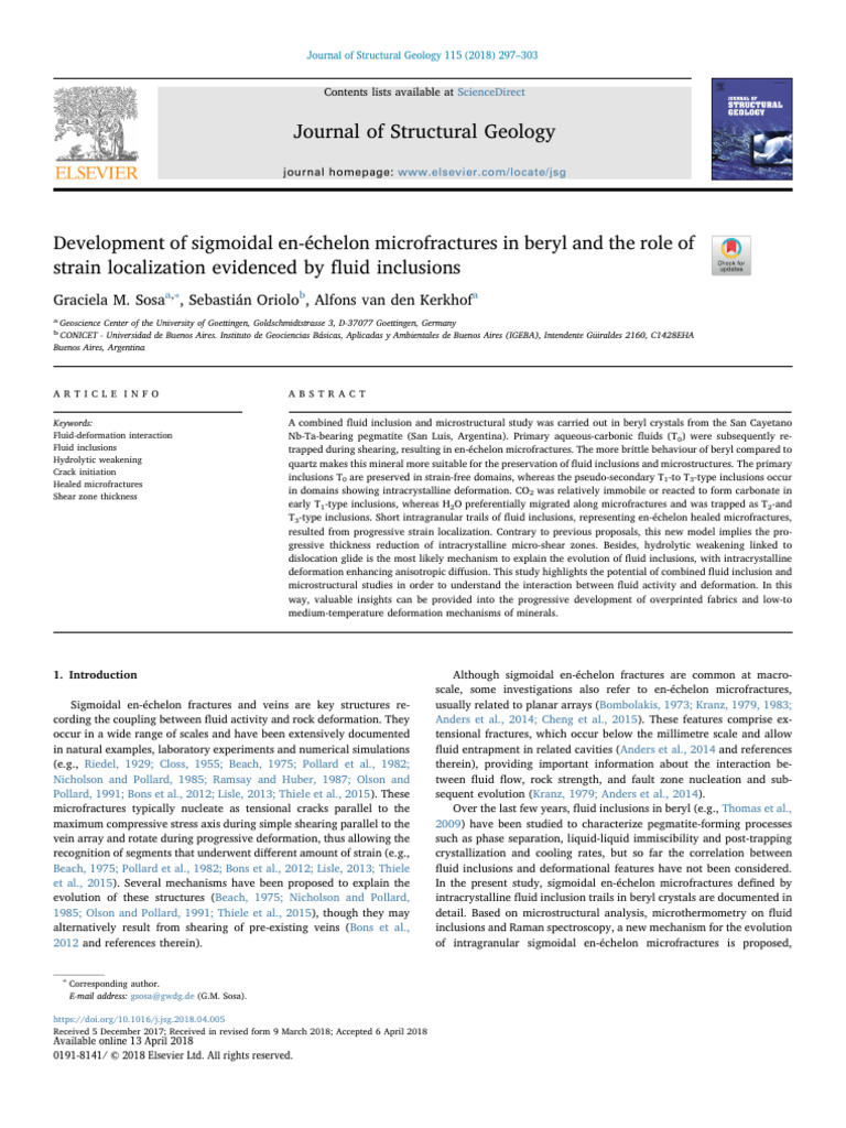 Development of Sigmoidal en Chelon Microfractures in Ber 2018 Journal ...