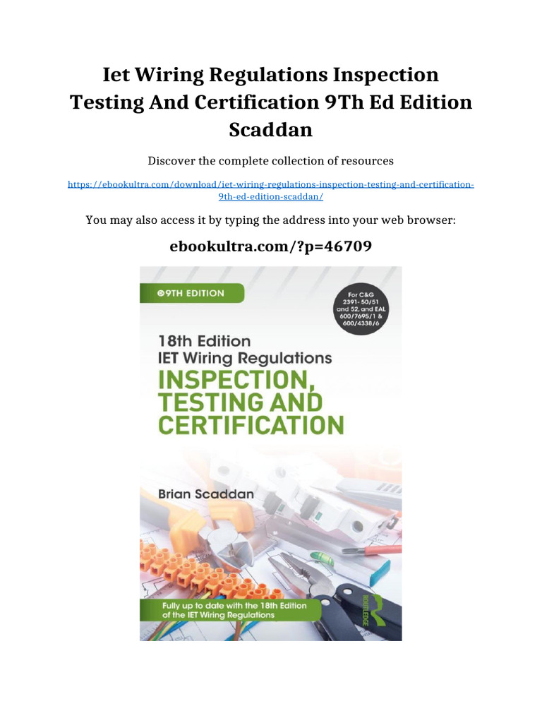 IET Wiring Regulations Inspection Testing and Certification 9th Ed ...