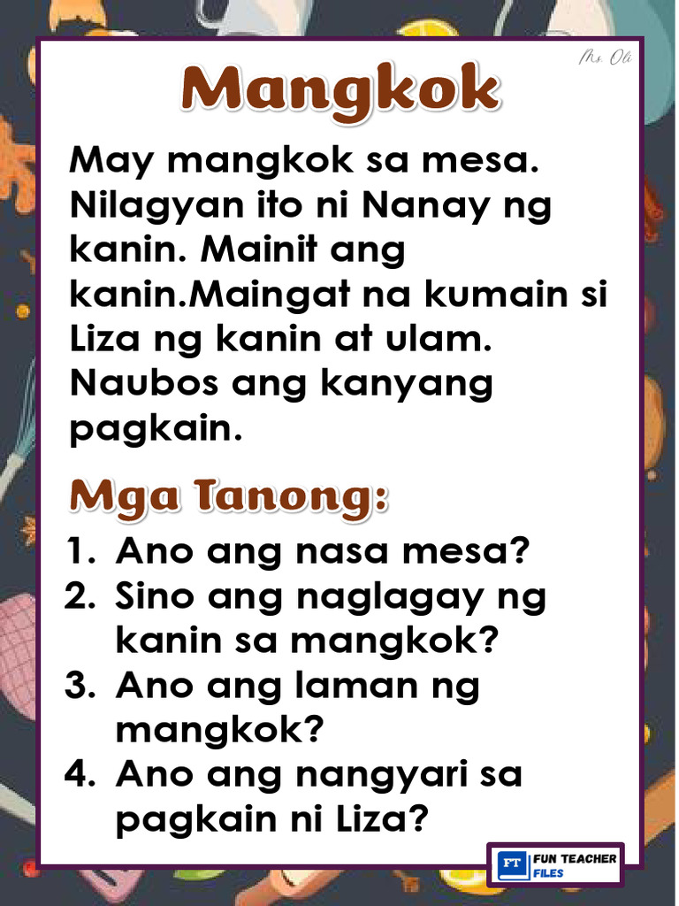 Filipino Reading Materials With Comprehension Questions Set 21 | PDF