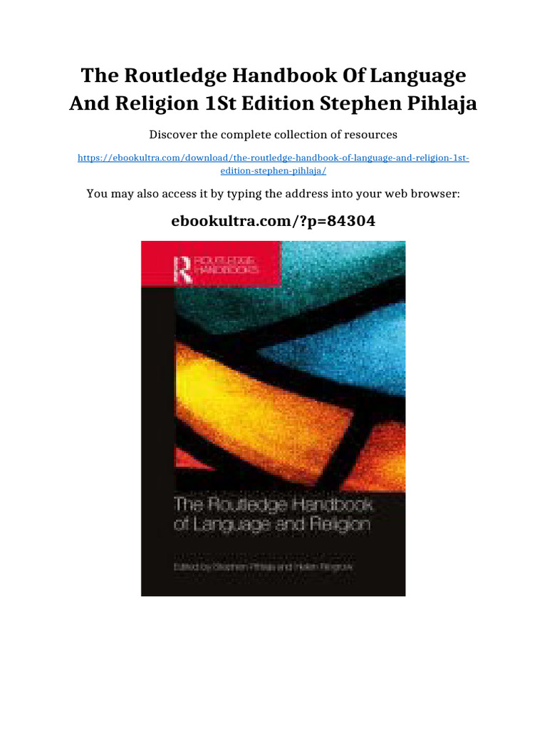 The Routledge Handbook of Language and Religion 1st Edition Stephen ...