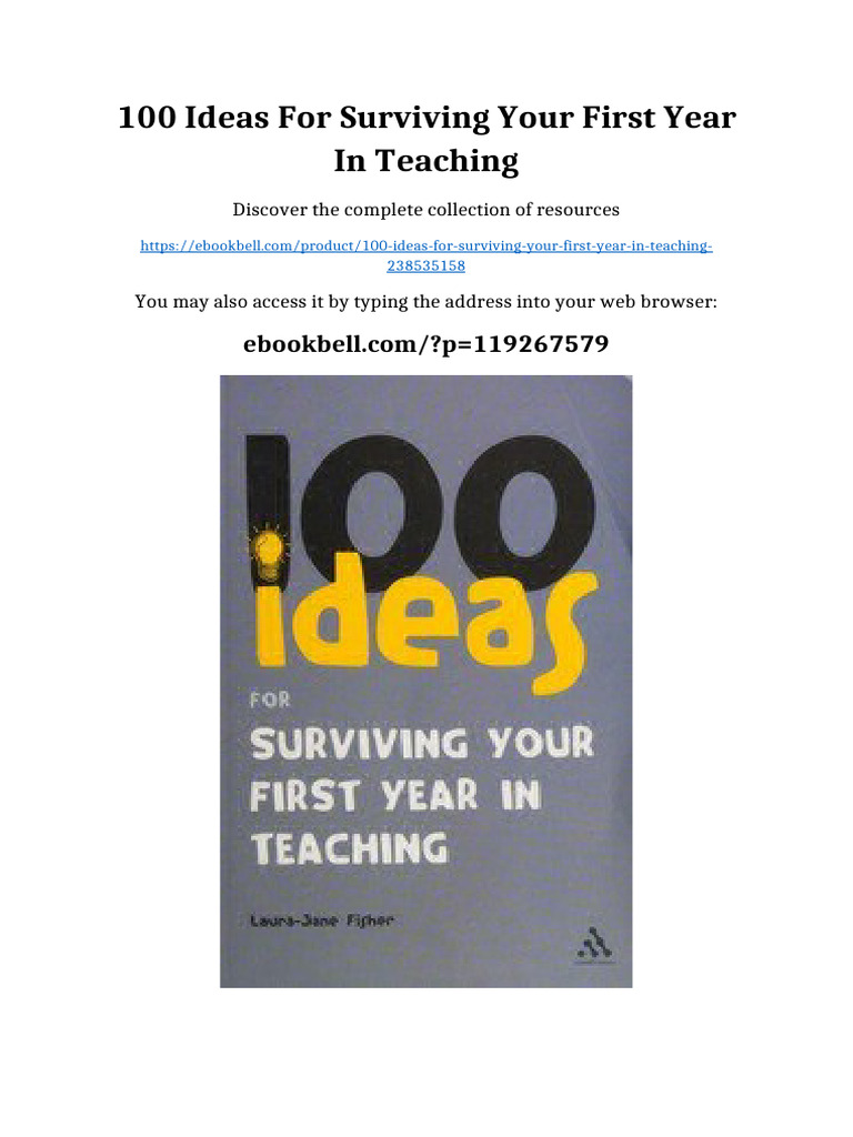 100 Ideas For Surviving Your First Year in Teaching Updated 2025 | PDF ...