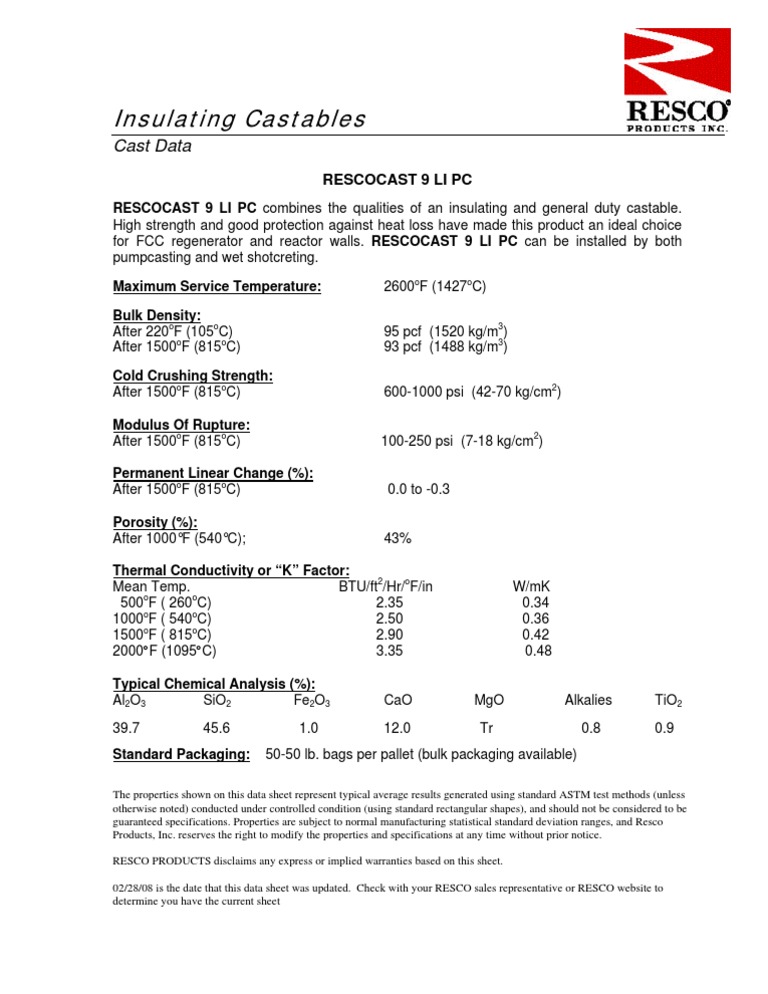 Rescocast 9LI PC PDS | PDF