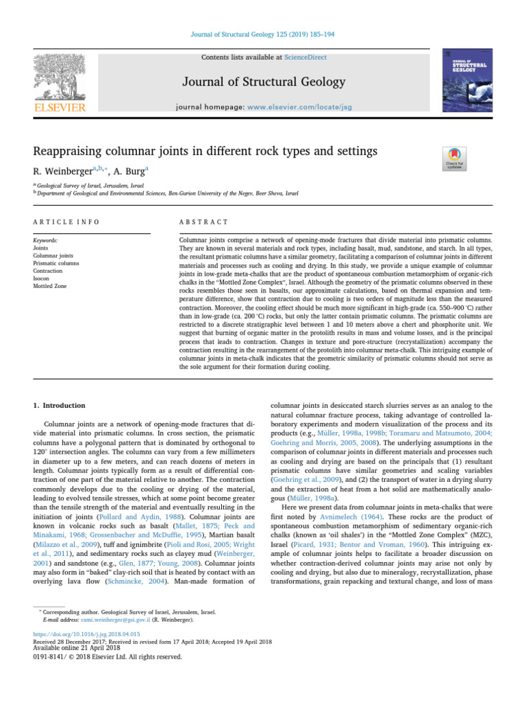 Reappraising Columnar Joints in Different Rock Ty 2019 Journal of ...