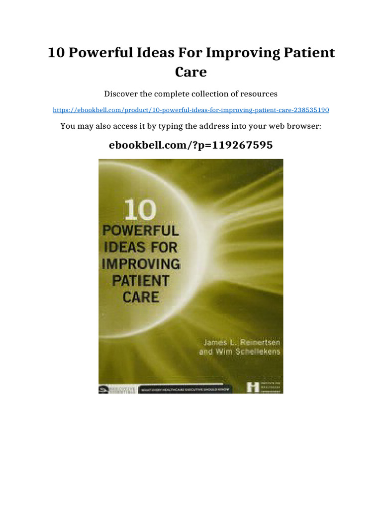 10 powerful ideas for improving patient care Full Access | PDF ...