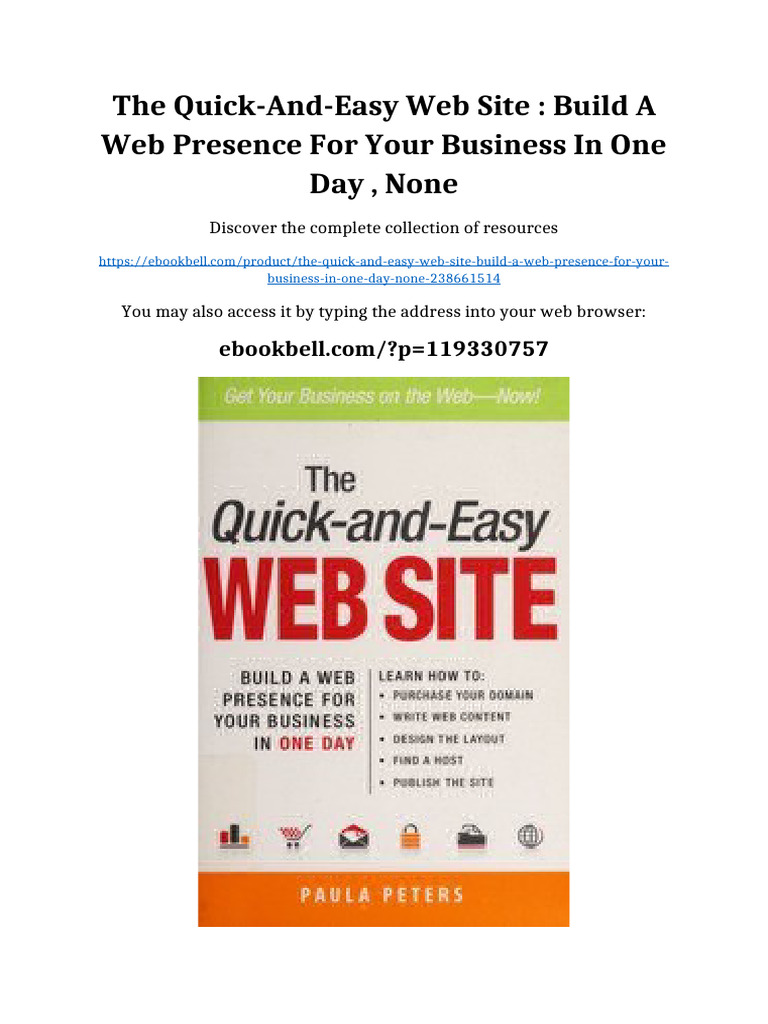 The quick-and-easy web site : build a web presence for your business in ...