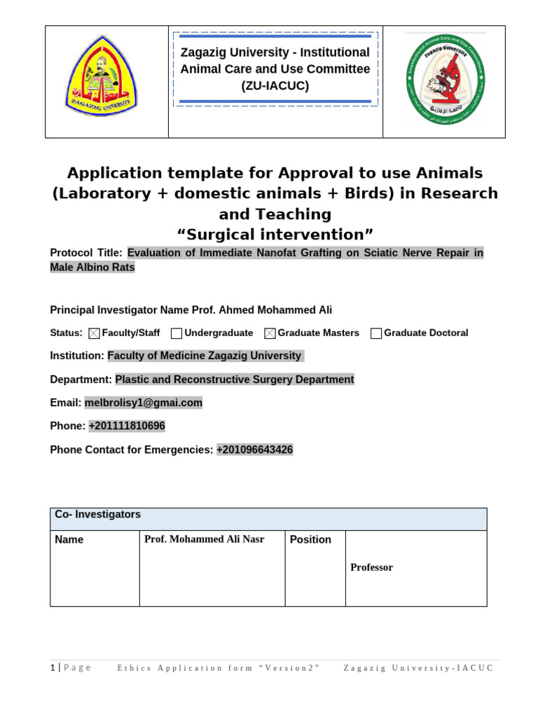 Application of Animals - Intervention + Surgery | PDF | Surgery ...