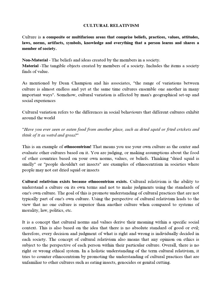 CULTURAL RELATIVISM_20260204_092034_0000 | PDF | Relativism | Morality