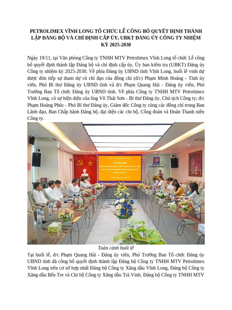 Cong Bo QD Thanh Lap Dang Bo | PDF