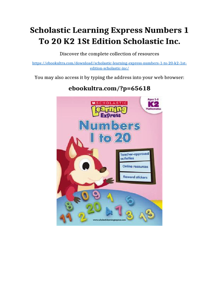 Scholastic Learning Express Numbers 1 To 20 K2 1st Edition Scholastic ...