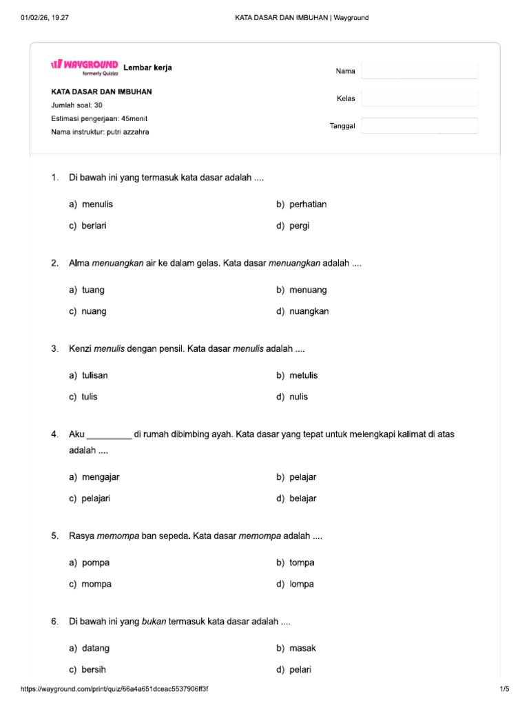 Kata Dasar 1 | PDF