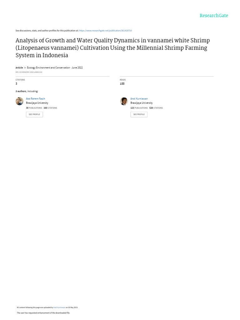 Analysis of Growth and Water Quality Dynamics in V | PDF | Water ...