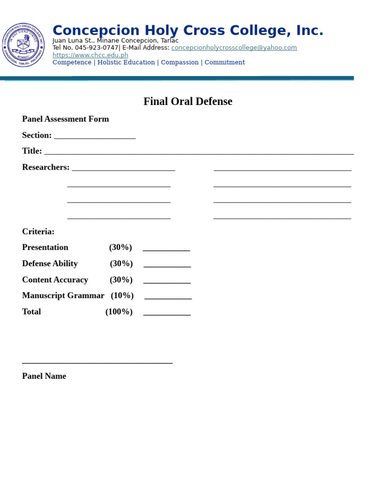 Final Defense Assessment Form | PDF