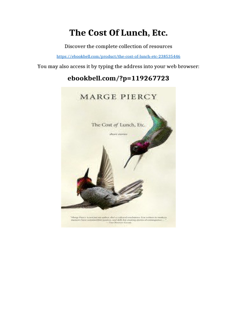 The Cost of Lunch, Etc. Download Full Chapters | PDF