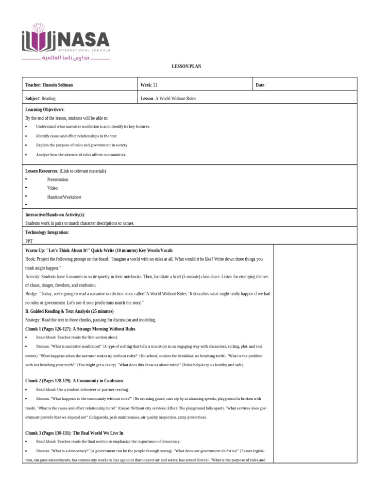 L3 - A World Without Rules - Theme and Authors Purpose | PDF | Reading ...
