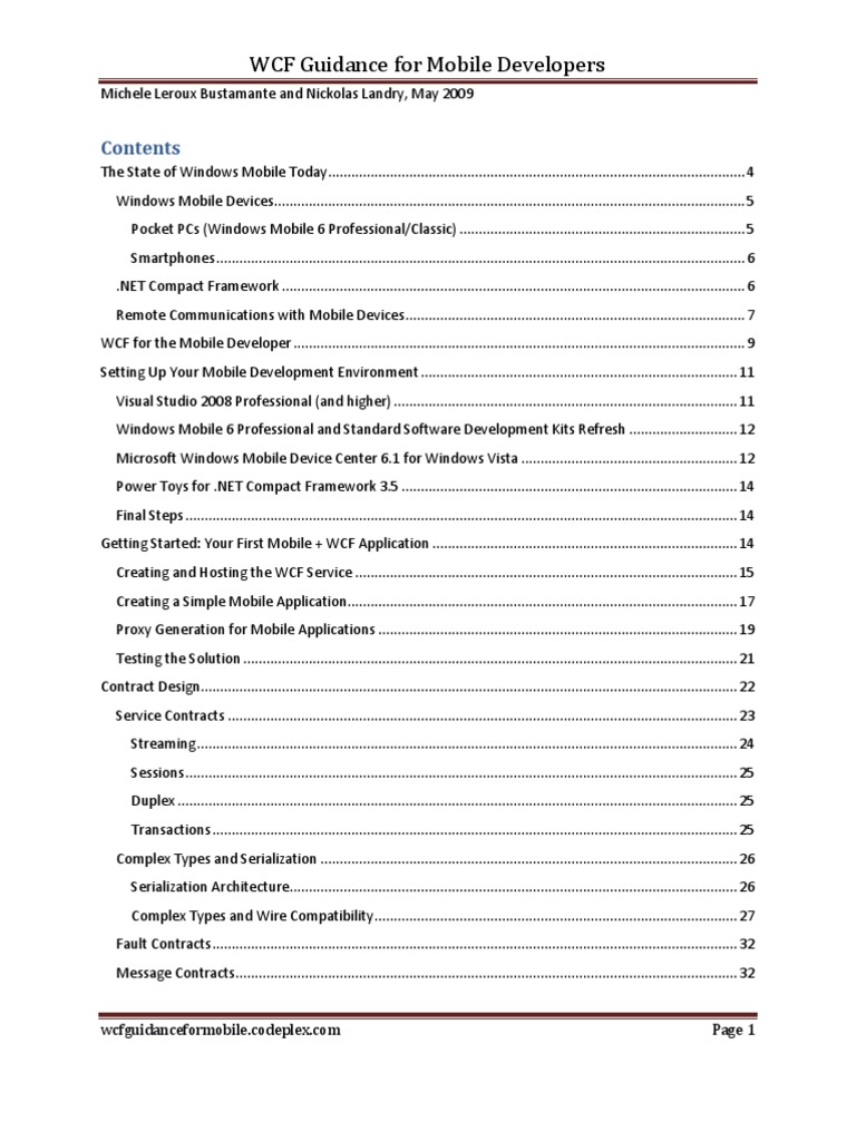 WCF Guidance For Mobile Developers | PDF | Windows Communication ...