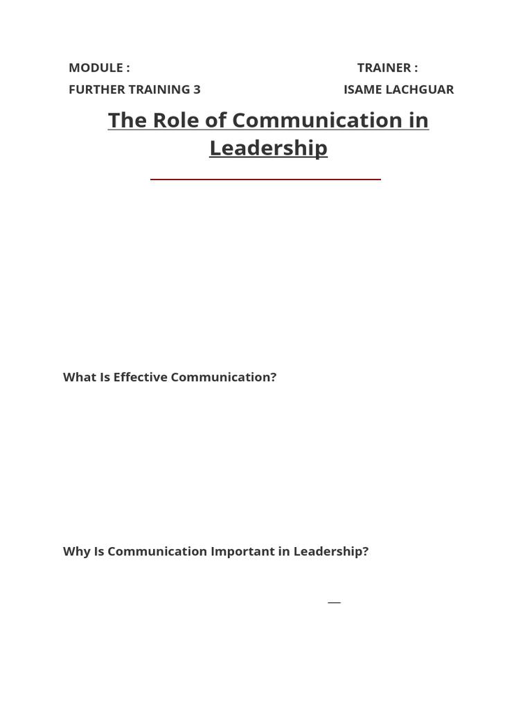 The Role of Communication in Leadership | PDF | Leadership | Mentorship
