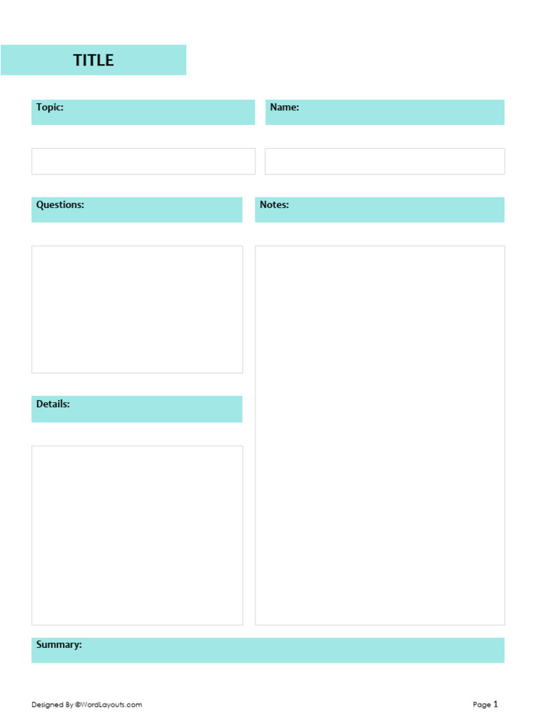 Cornell Notes Template 12 865d6p61p 08 | PDF