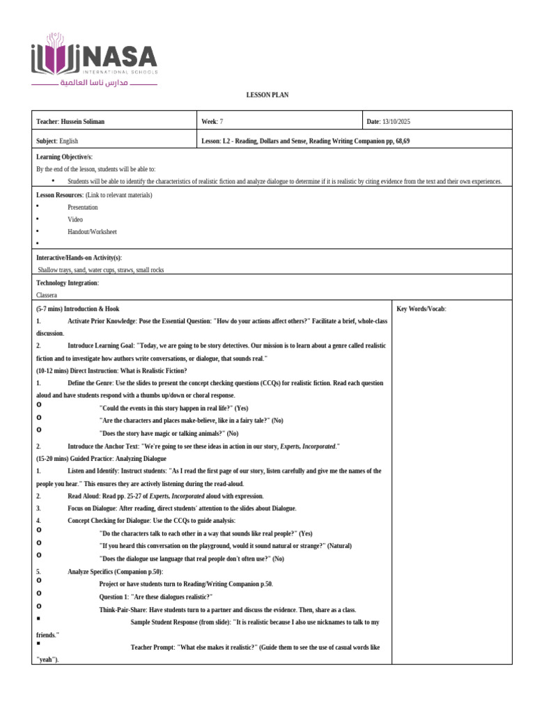 L2 - Reading, Dollars and Sense, Reading Writing Companion Pp, 68,69 ...