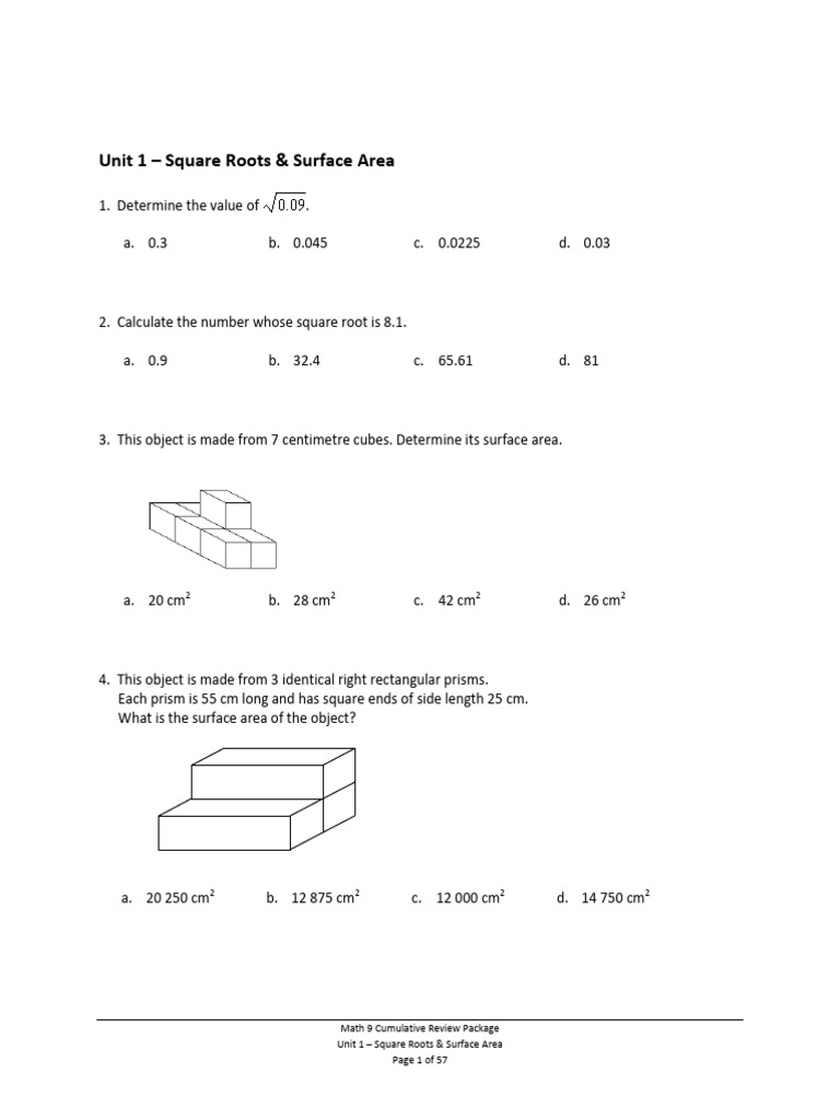 Cumulative Review Package All the Units | PDF | Algebra | Area