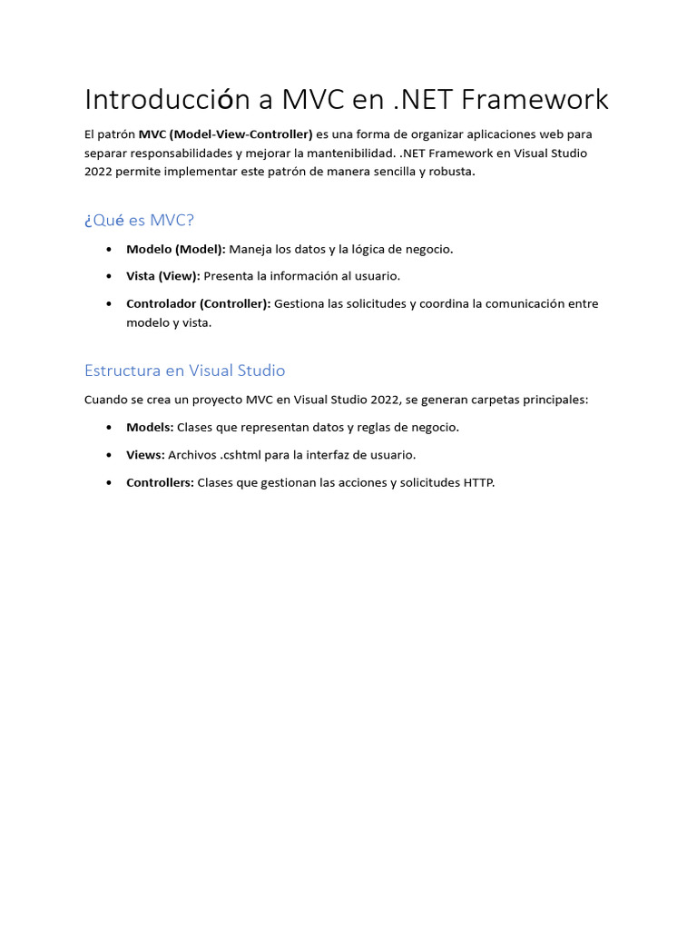 Introducción a MVC en .NET Framework | PDF