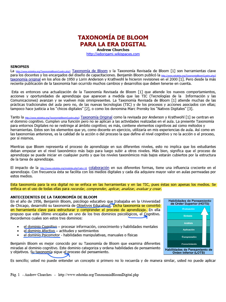 Taxonomia Bloom Digital | PDF | Blog | Aprendizaje