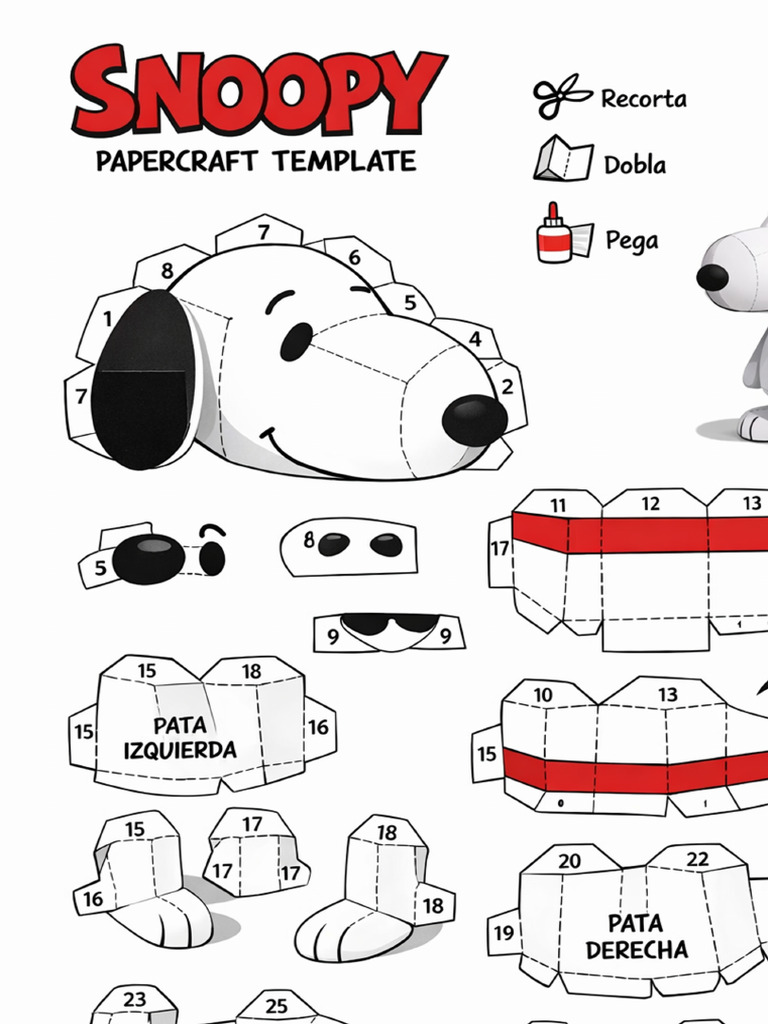 Snoopy Papercraft 40cm A4 | PDF
