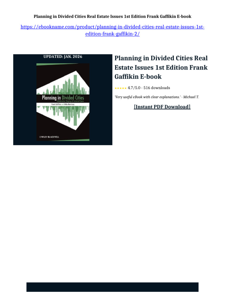 Planning in Divided Cities Real Estate Issues 1st Edition Frank ...