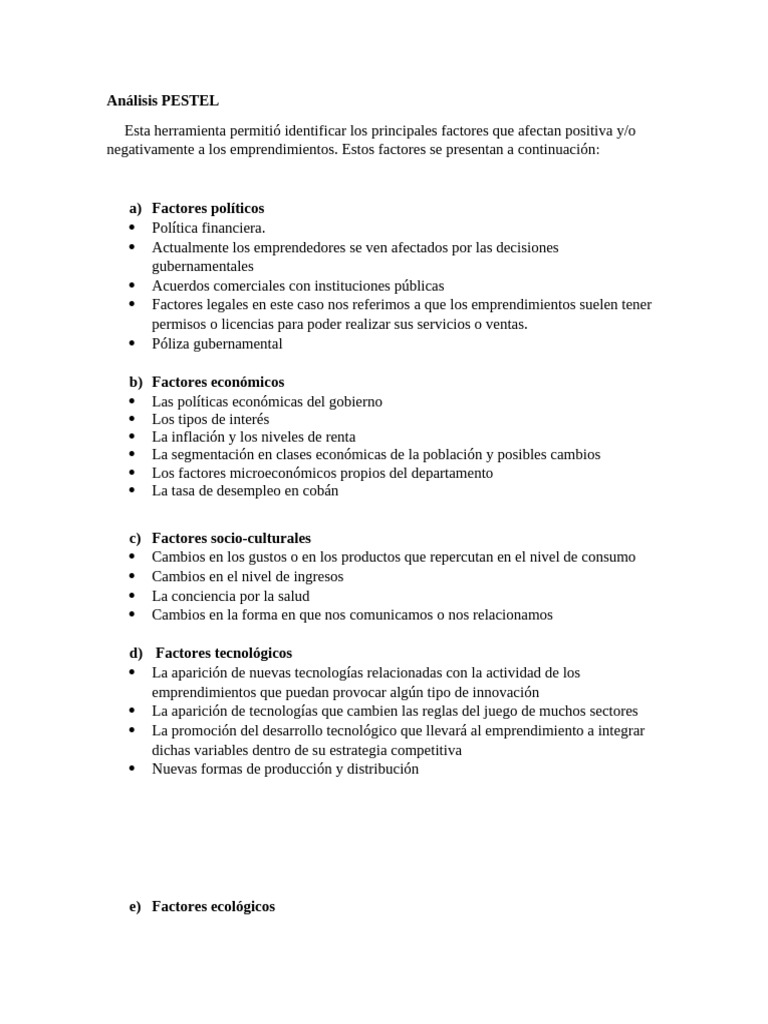 Análisis PESTEL y Foda | PDF | Análisis FODA | Business